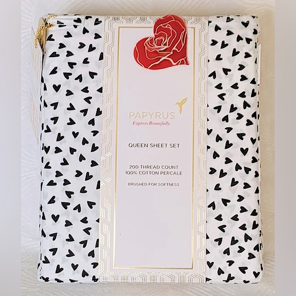Papyrus | Bedding | Papyrus Black Hearts Cotton Percale Sheet Set Queen ...